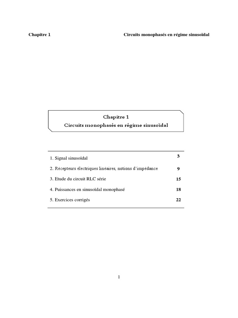 Chapitre 1 Circuits Monophas en R Gime Sinuso Dal | PDF | Puissance apparente | Impédance ...