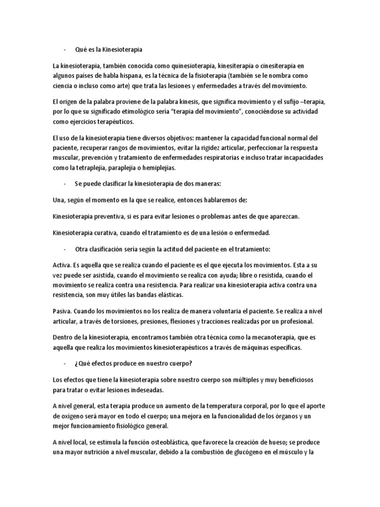 Qué Es La Kinesiterapia | PDF | Músculo | Terapia física