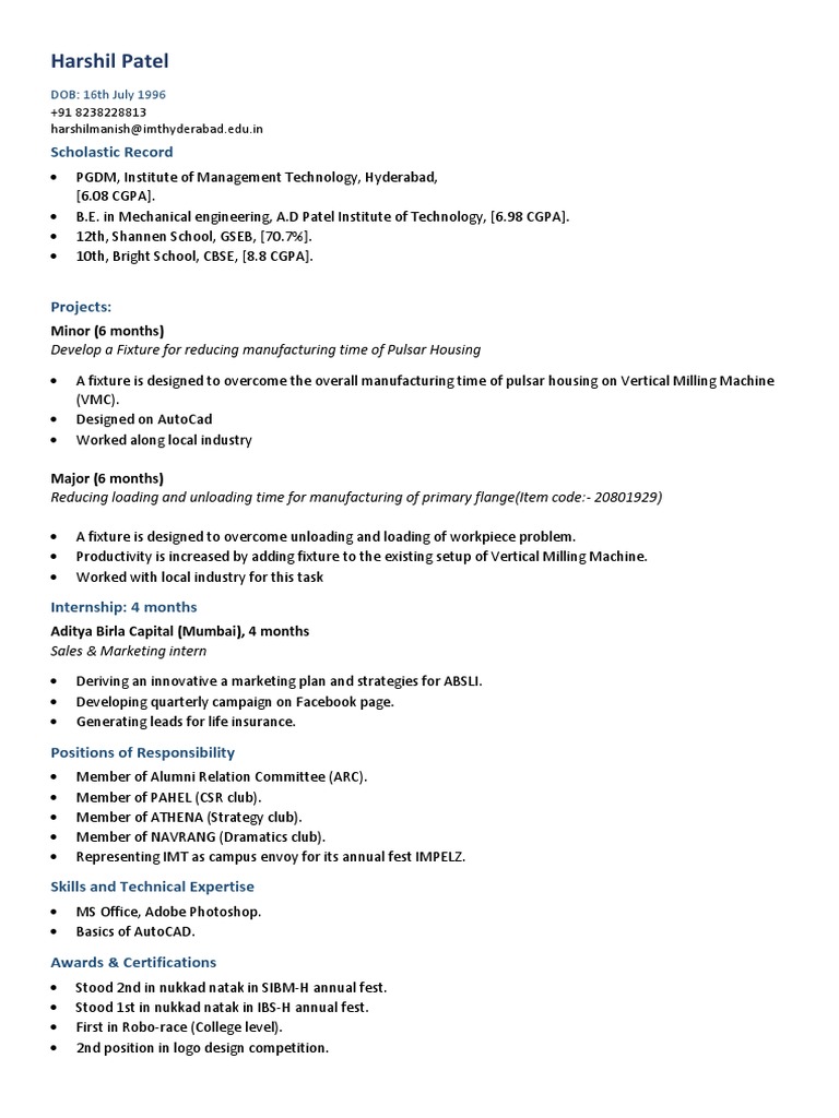 Harshil Patel's Academic and Project Portfolio | PDF | Economic Sectors | Business