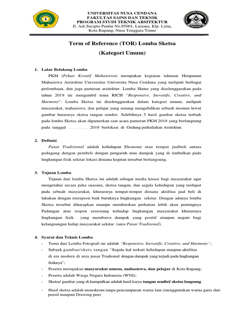 Term of Reference (TOR) Sketsa | PDF