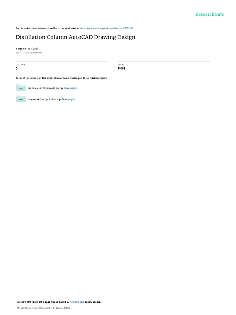 Distillation Column Drawing Auto Cad | PDF | Distillation | Separation ...