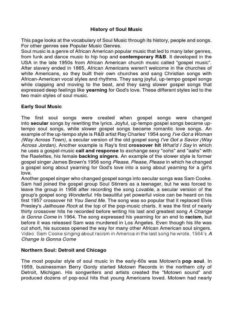 Origins and Evolution of Soul Music | PDF | Soul Music | Contemporary R&B