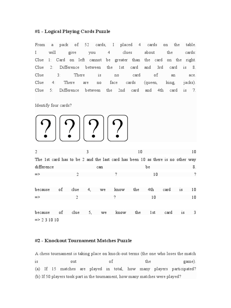 Math Puzzles With Answer | PDF | Teaching Mathematics | Logic