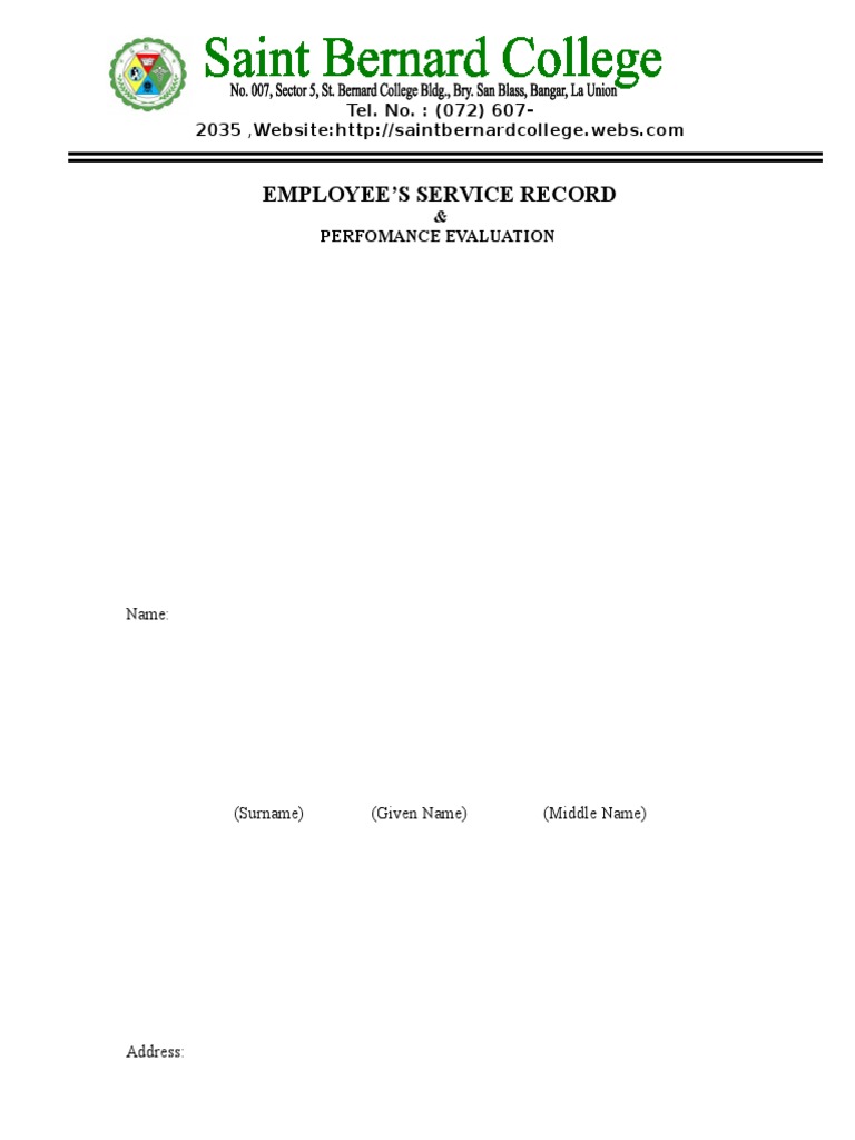 Service Record Form | PDF | Classroom Management | Teachers