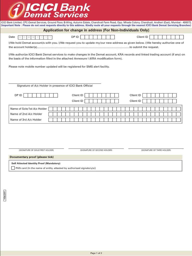Change in Address Non Individuals | PDF | Identity Document | Notary Public