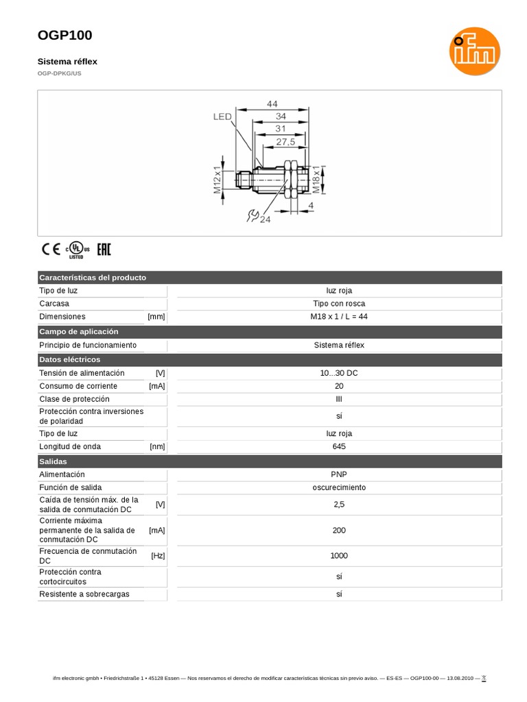 Ogp100 00 - Es Es | PDF | Diodo emisor de luz | Ingenieria Eléctrica
