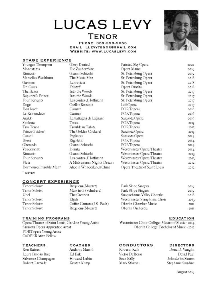 Lucas Levy: Tenor | PDF | Opera | Classical Music