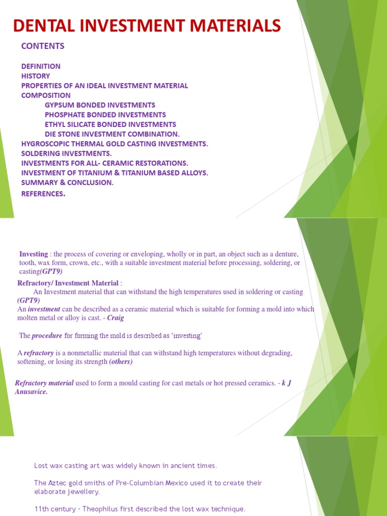 Dental Investment Materials Overview | PDF | Thermal Expansion ...