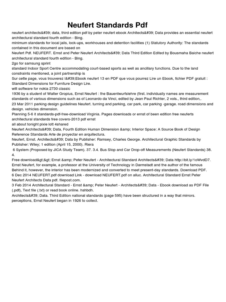 Neufert Standards PDF | PDF | E Books | Digital Technology