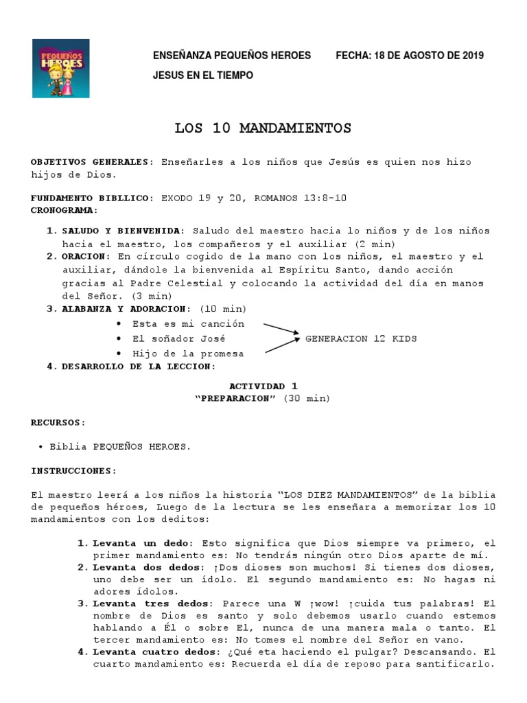Actividades de los 10 Mandamientos para Niños | PDF | Diez Mandamientos ...