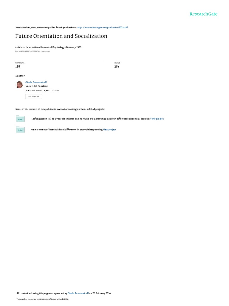 Future Orientation | Download Free PDF | Optimism | Motivation