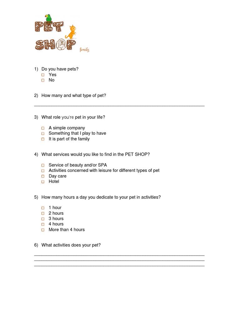 Survey | PDF | Pet | Retail