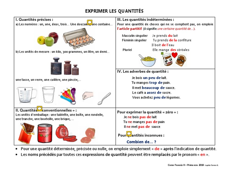 Différents Expressions de Quantité | PDF | Nombre grammatical ...