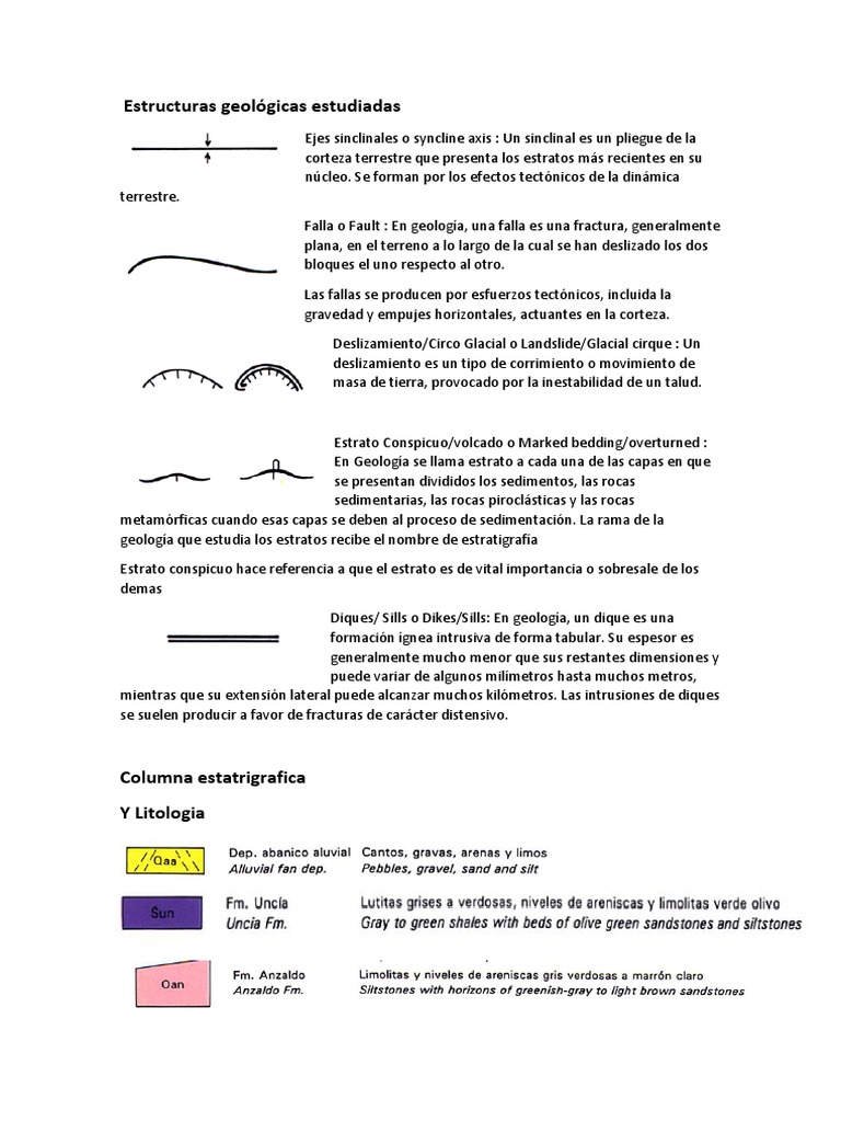Estructuras Geológicas Estudiadas | PDF | Estratigrafía | Ambiente ...