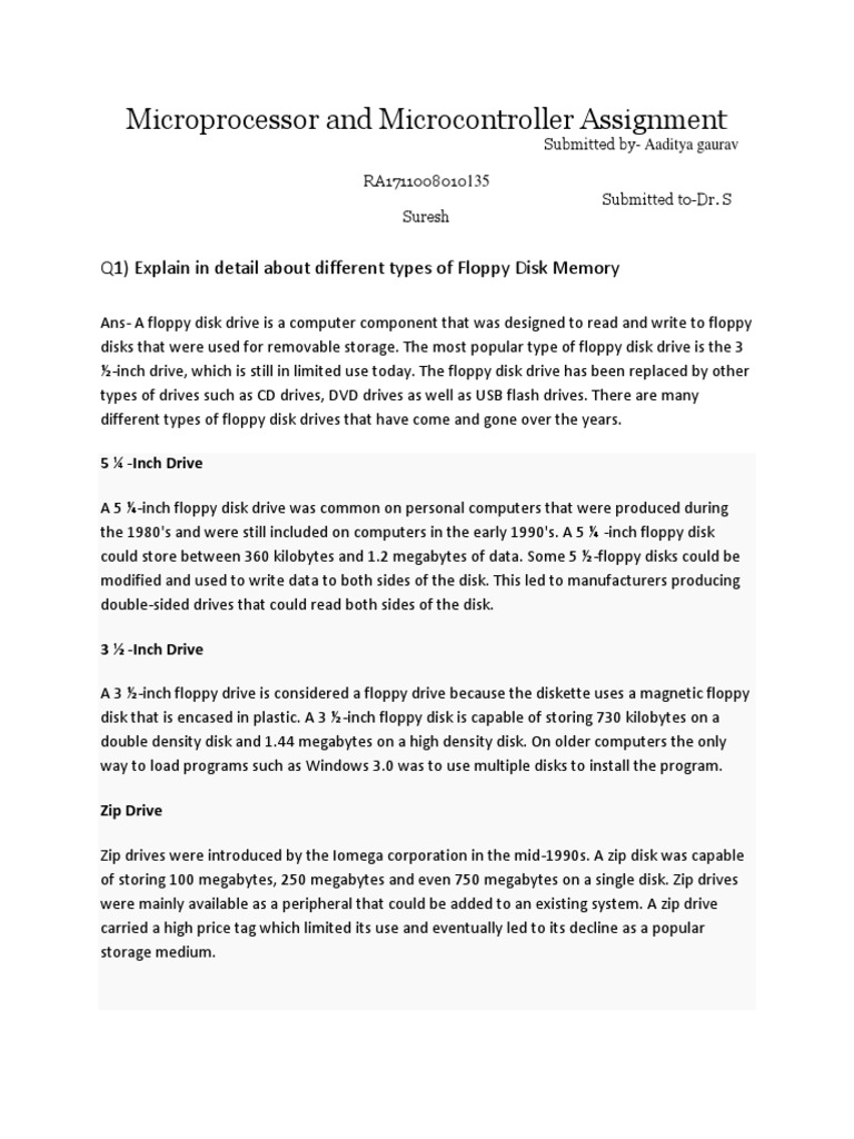 Microprocessor and Microcontroller Assignment | PDF | Hard Disk Drive ...