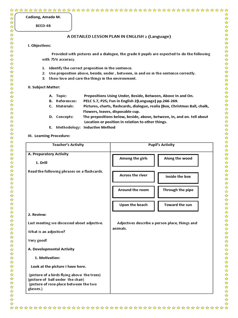 A Detailed Lesson Plan in English 2 Language | PDF