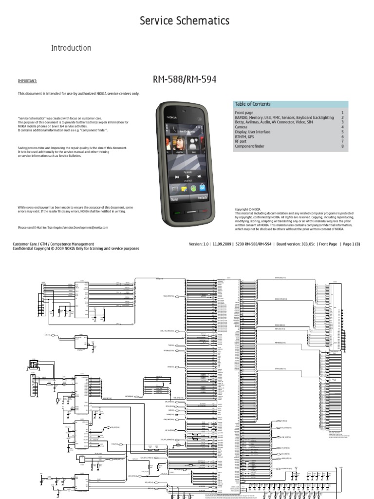 Nokia 5230 (RM-588 RM-594) Schematics v1.0 PDF | Download Free PDF ...
