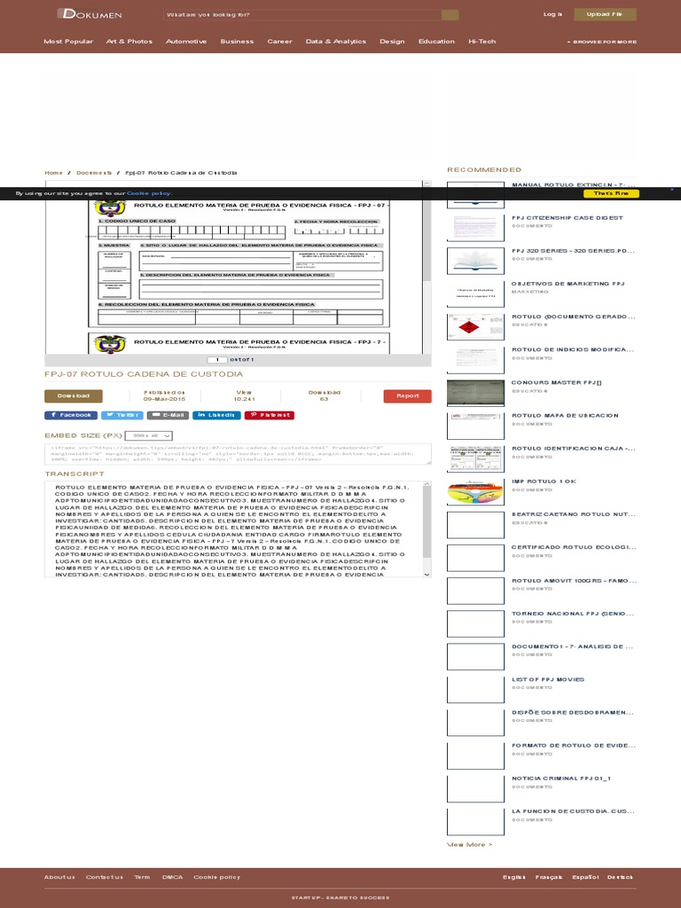Rotulo Cadena de Custodia FPJ-07 | PDF | Internet | Informática y ...