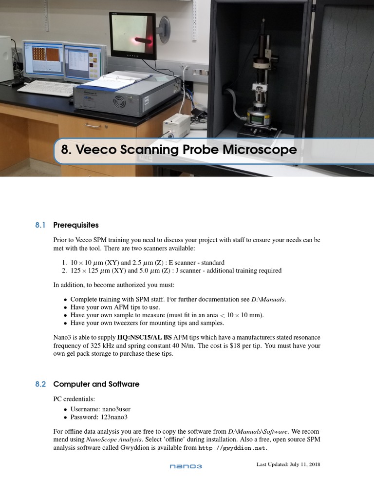 Veeco SPM Sop 07112018 | PDF | Atomic Force Microscopy | Image Scanner
