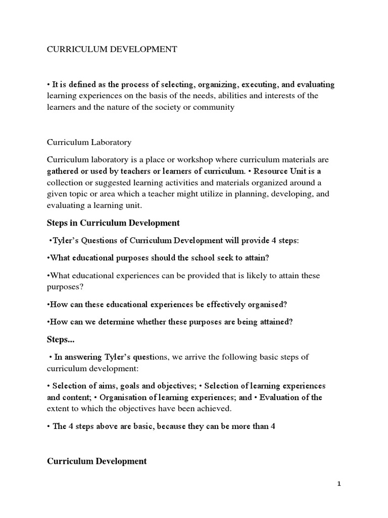 A Comprehensive Overview of the Curriculum Development Process | PDF ...