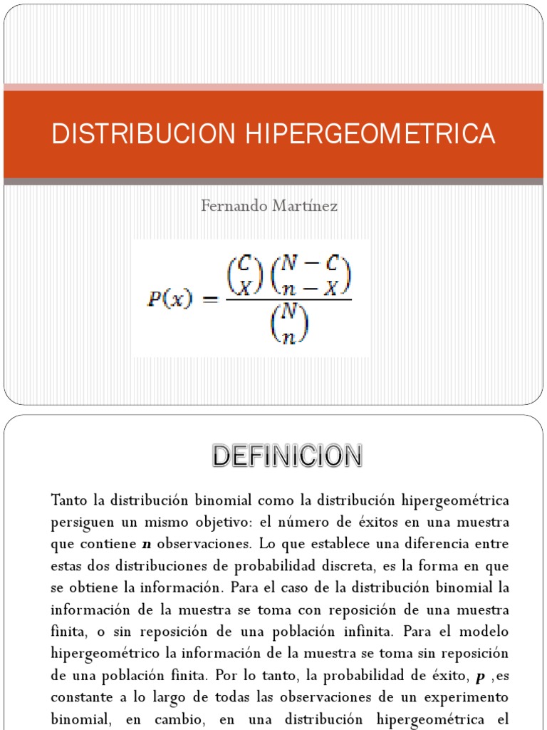 Distribucion Hipergeometrica | PDF | Métodos y materiales de enseñanza