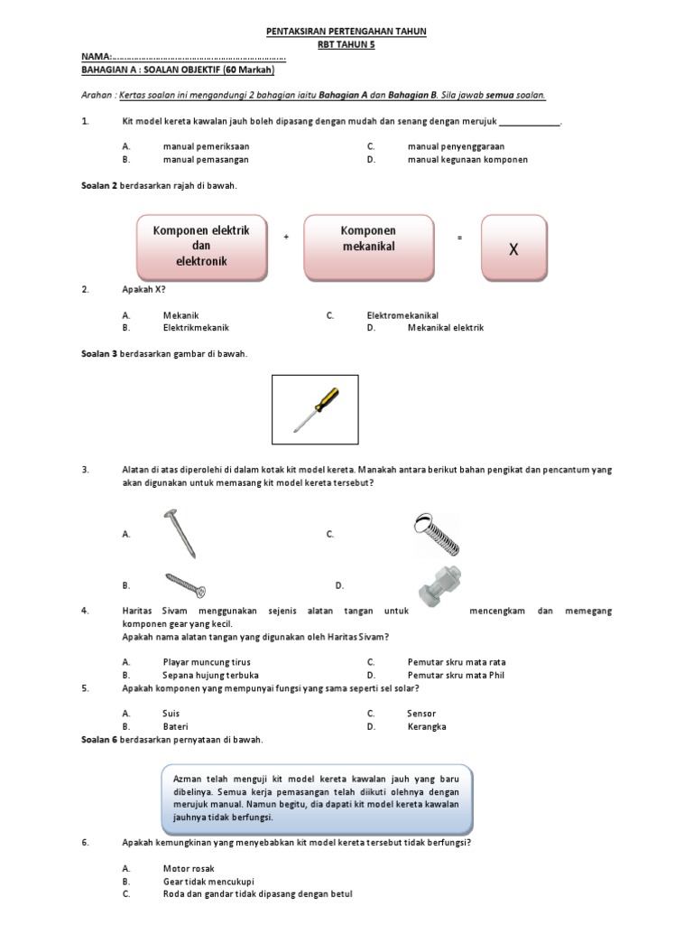 Soalan RBT Tahun 5 - PAT 2018 | PDF