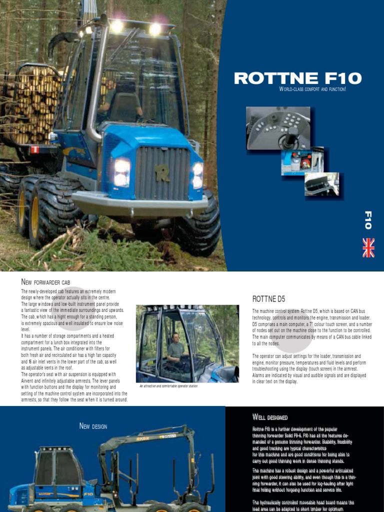 Rottne F10: Orld Class Comfort and Function | PDF | Truck | Engines