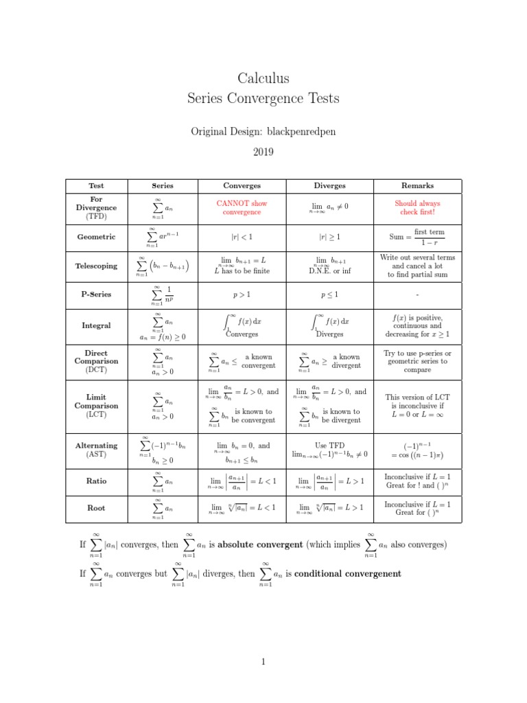Series Convergence Tests Blackpenredpen | PDF | Series (Mathematics ...