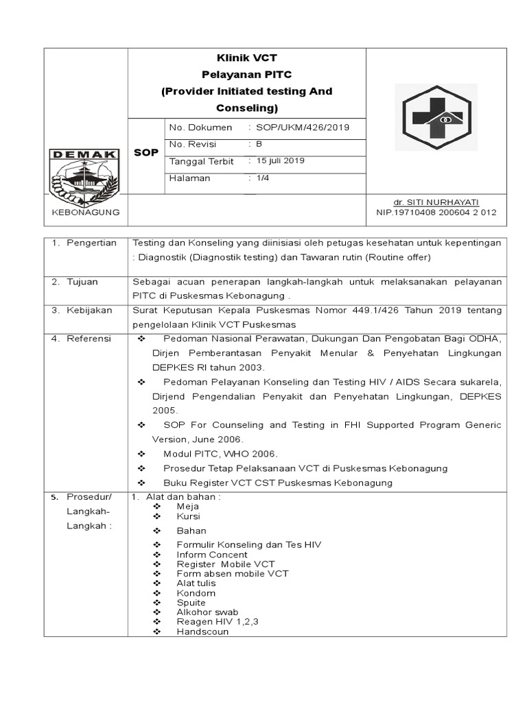 SOP Pelayanan PITC | PDF