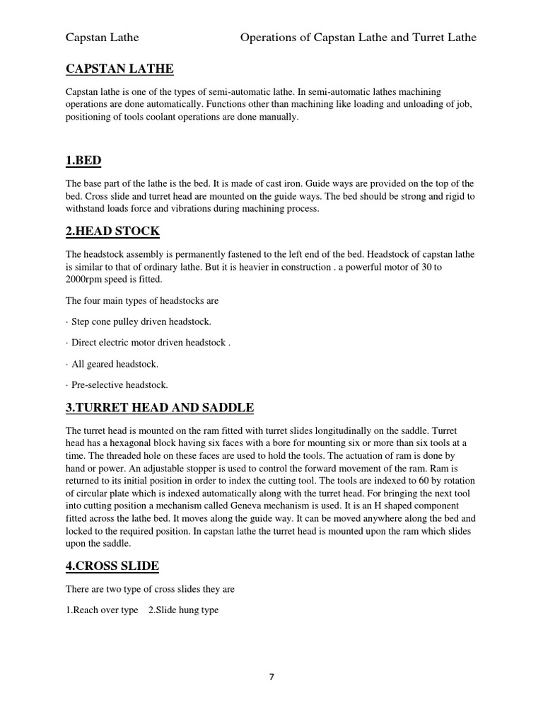 Capstan Lathe: Capstan Lathe Operations of Capstan Lathe and Turret Lathe | PDF | Equipment ...