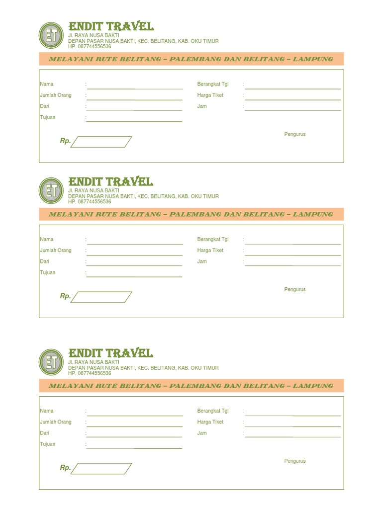 Contoh Nota dan Kwitansi Travel Mobil | PDF