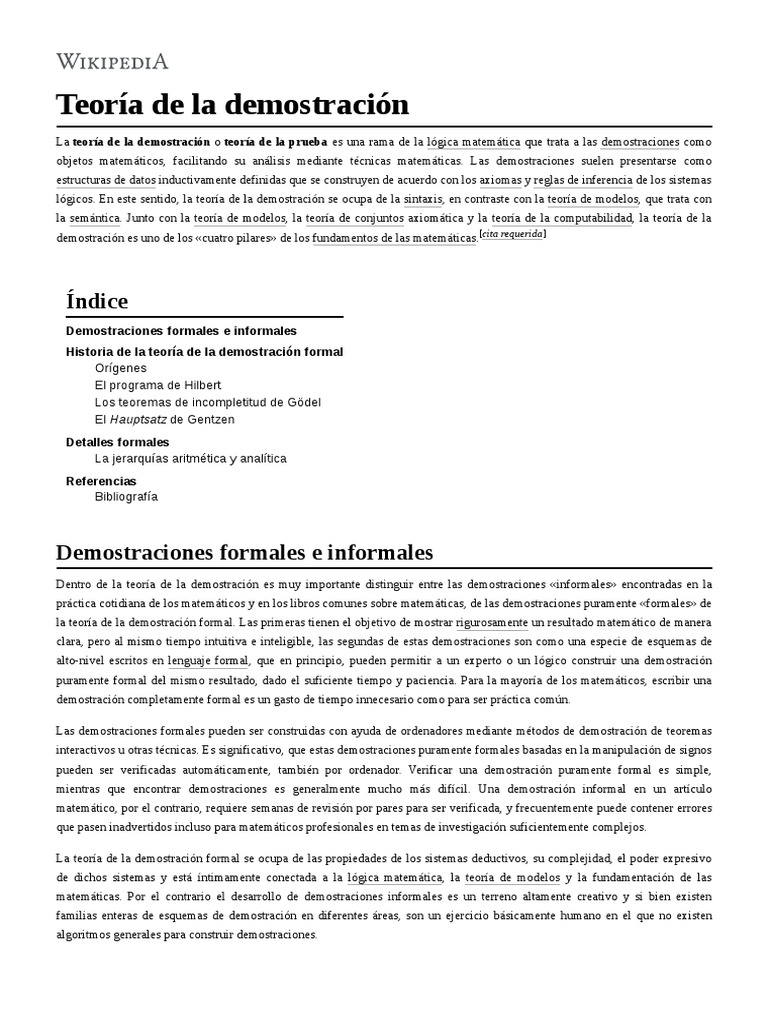 Teoría de La Demostración | PDF | Prueba matemática | Interacciones de ...