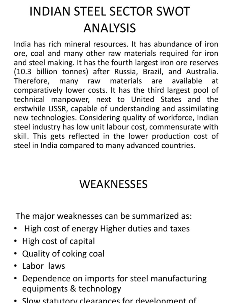Indian Steel Sector Swot Analysis | PDF | Subsidy | Coal