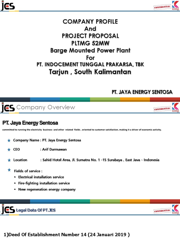 Compro PT Jes and Proposal PLTMG For Indocement RVSD | PDF | Liquefied Natural Gas | Fresh Water