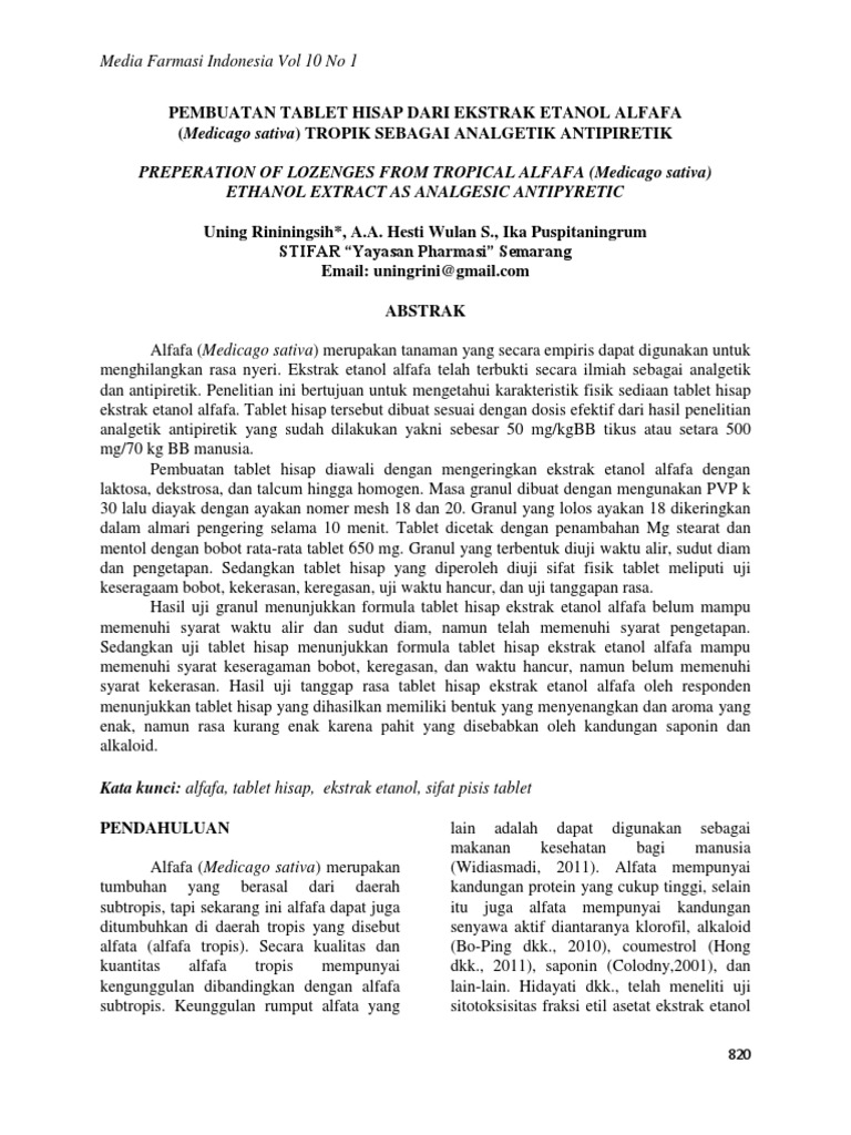 Tablet Hisap Alfafa: Analgetik Antipiretik | PDF