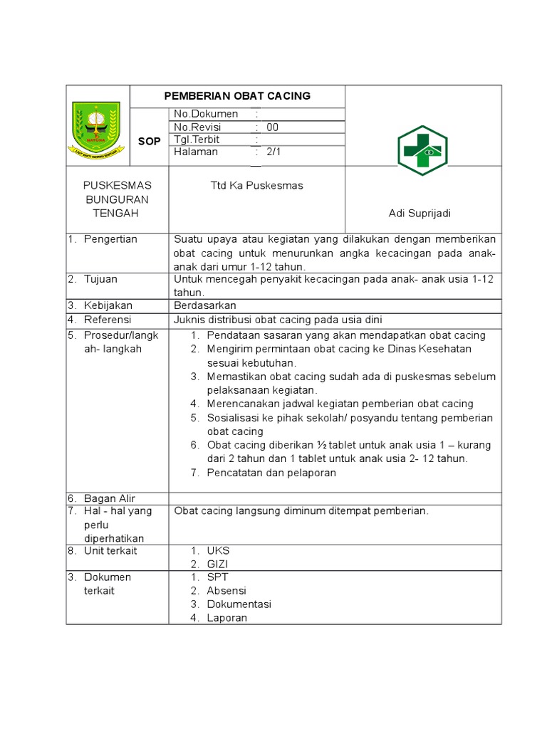 SOP Pem - Obat Cacing | PDF