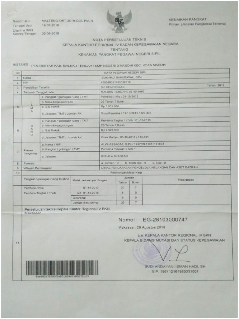 Contoh Nota Persetujuan BKN | PDF