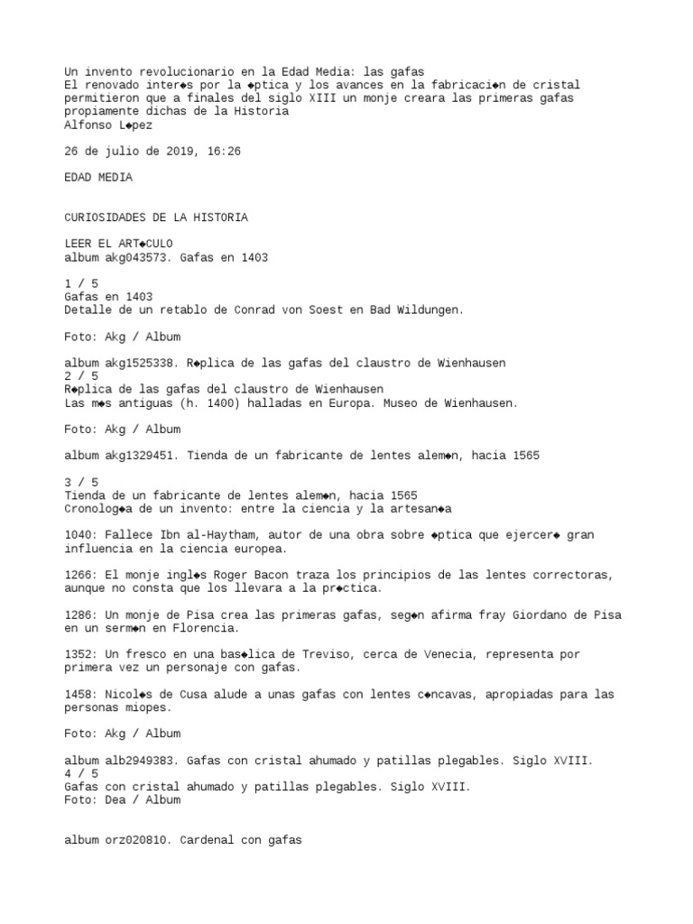 Gafas: Invento clave de la Edad Media | PDF | Lentes