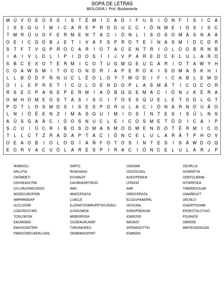 Sopa de Letras Biología | PDF
