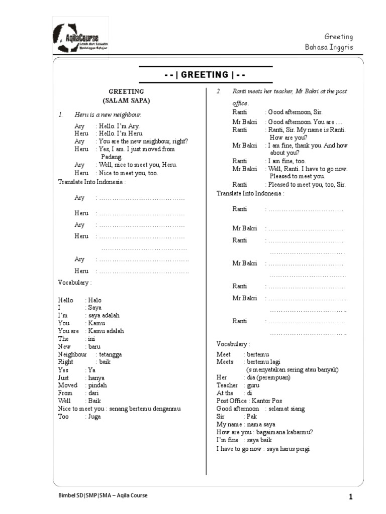 Soal Tentang Greeting | PDF | Languages Of Southeast Asia | Languages