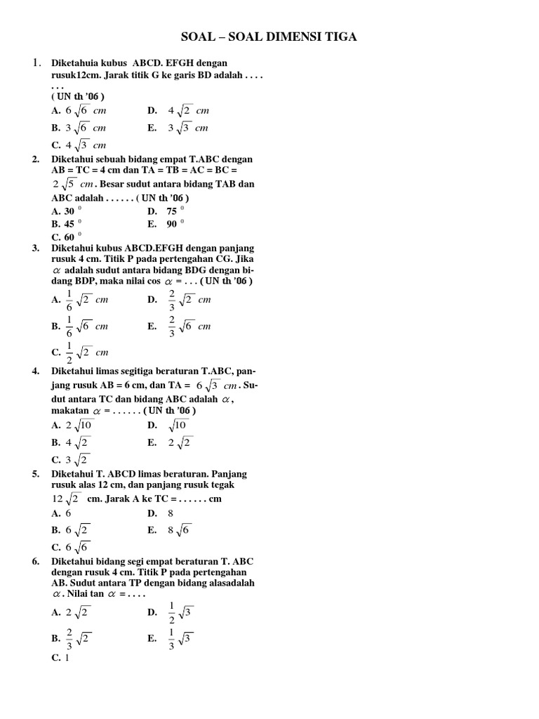 Soal-Soal Dimensi Tiga | PDF
