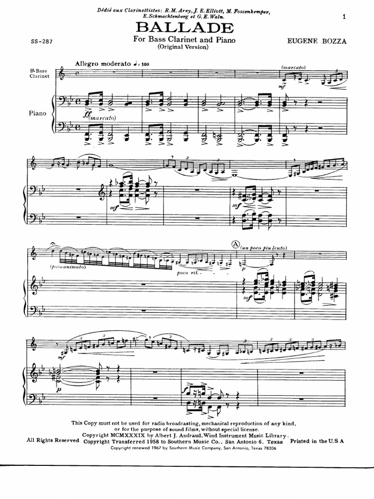 Ballade Bozza Cl. Basso PDF | PDF
