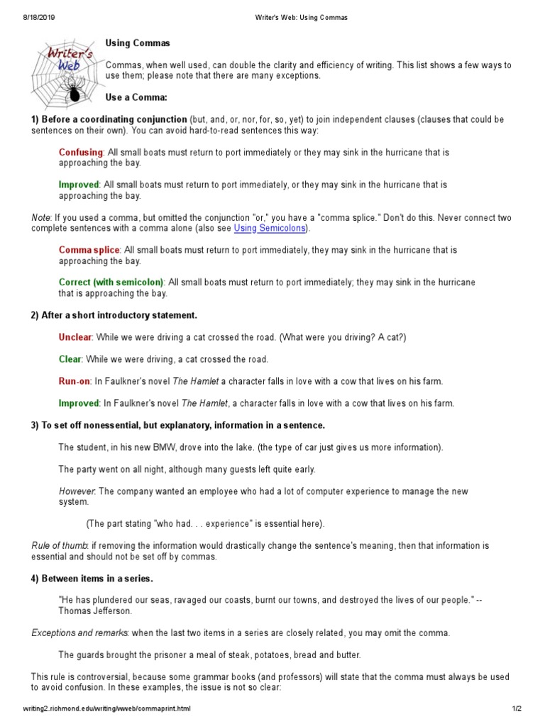 Commas | PDF | Comma | Language Mechanics