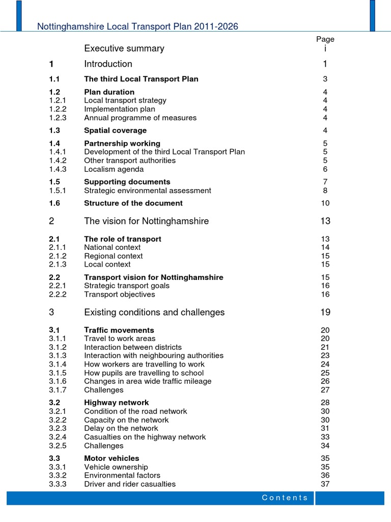 Executive Summary I 1: Nottinghamshire Local Transport Plan 2011-2026 ...