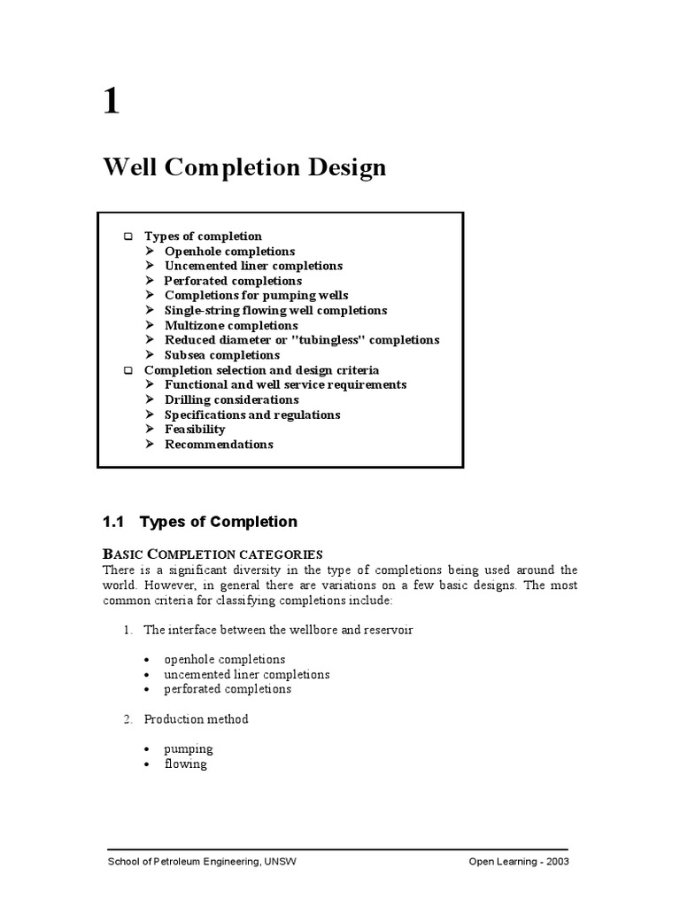 1 CompletionDesign | PDF | Casing (Borehole) | Oil Well