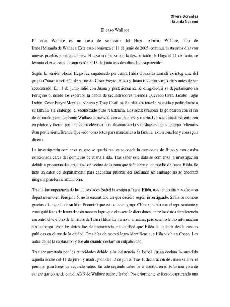 Caso Wallace | PDF | Violencia | Thriller y crimen