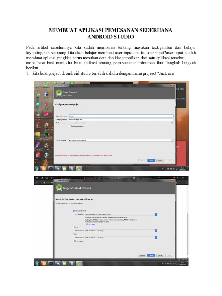 Membuat Aplikasi Pemesanan Sederhana Android | PDF