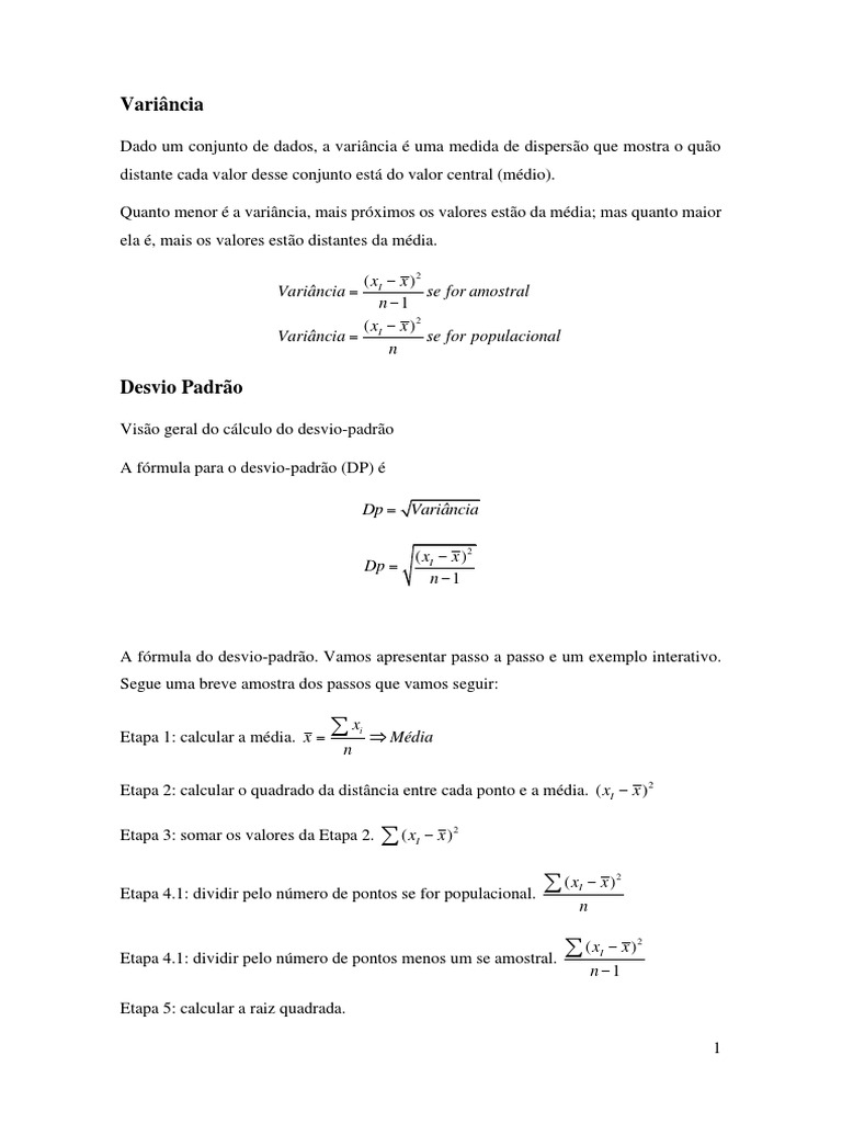 Desvio Padrão e Erro Padrão | PDF | Desvio padrão | Analise matemática