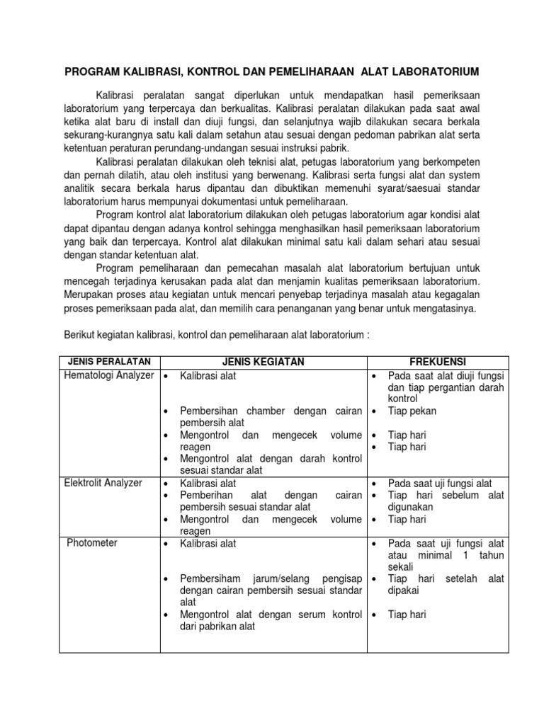 Program Kalibrasi | PDF