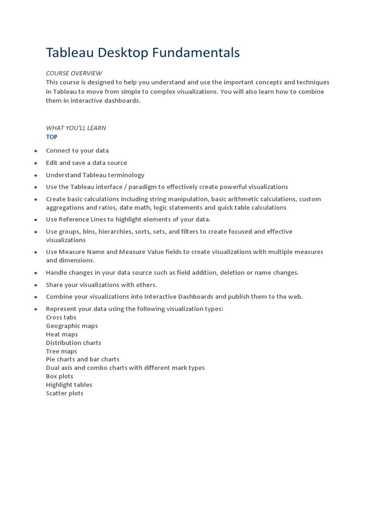 Tableau Desktop Fundamentals | PDF | Visualization (Graphics) | Map